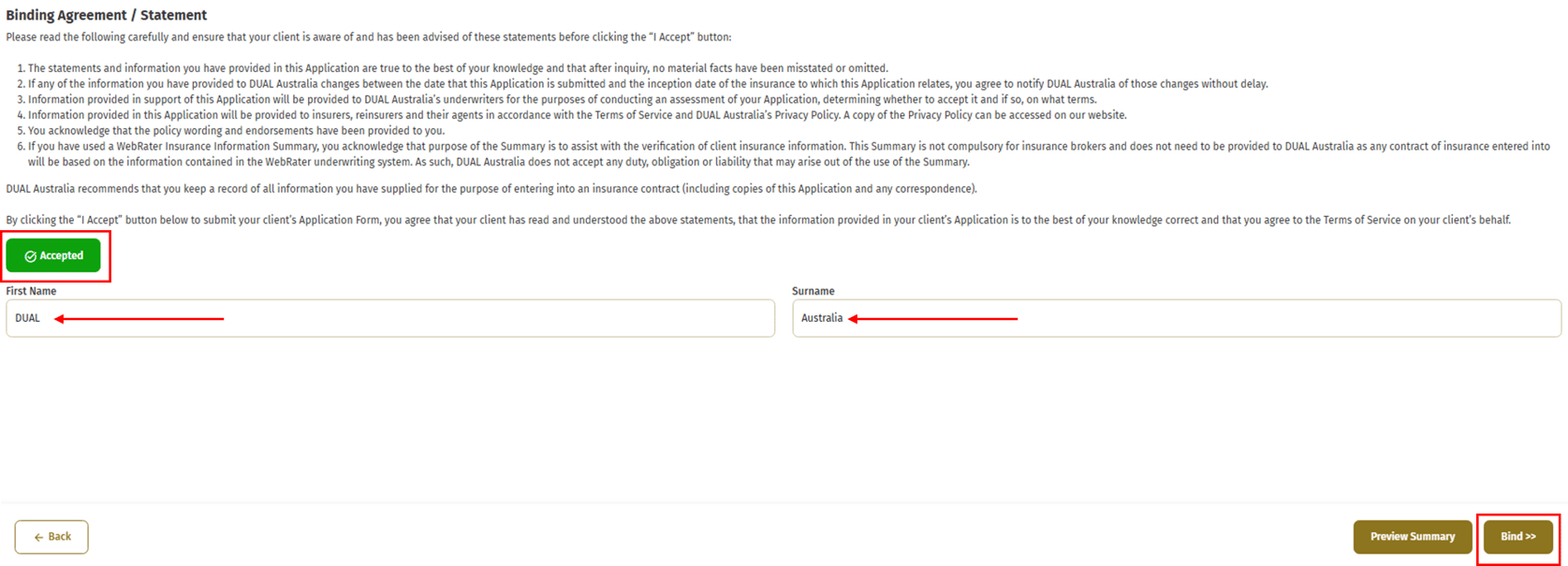 How do I bind a renewal on WebRater?