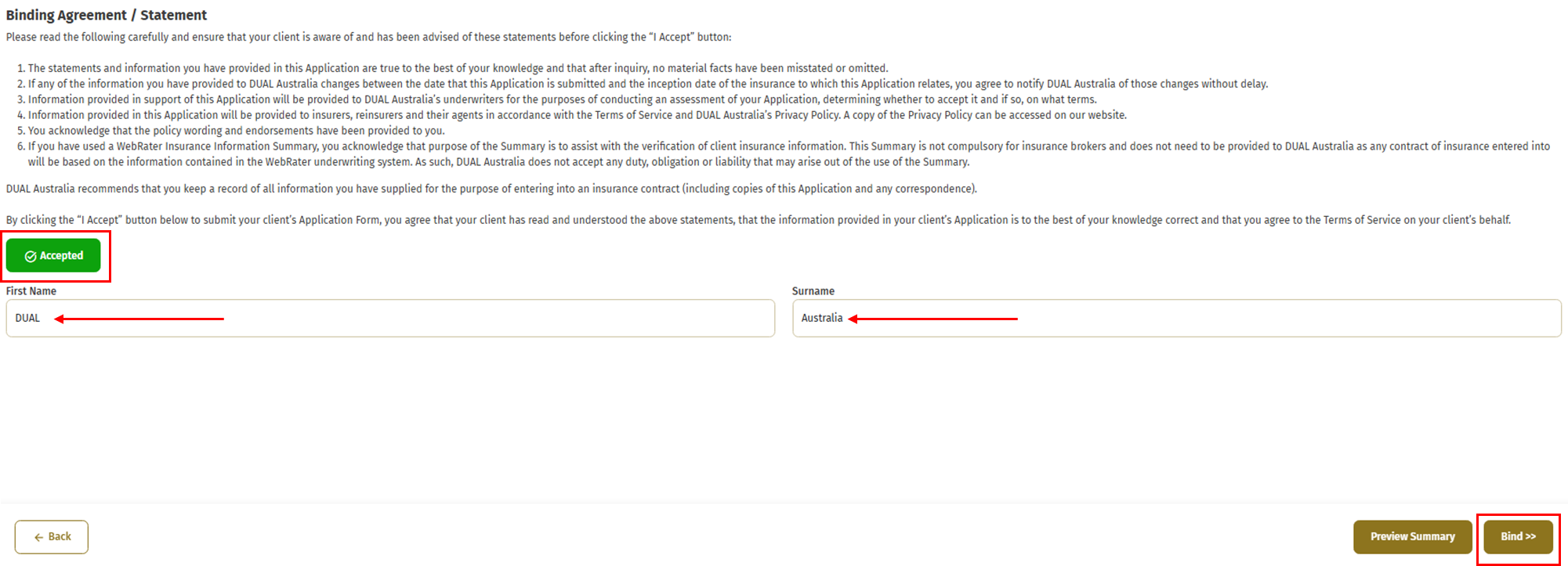 How do I bind my quote?